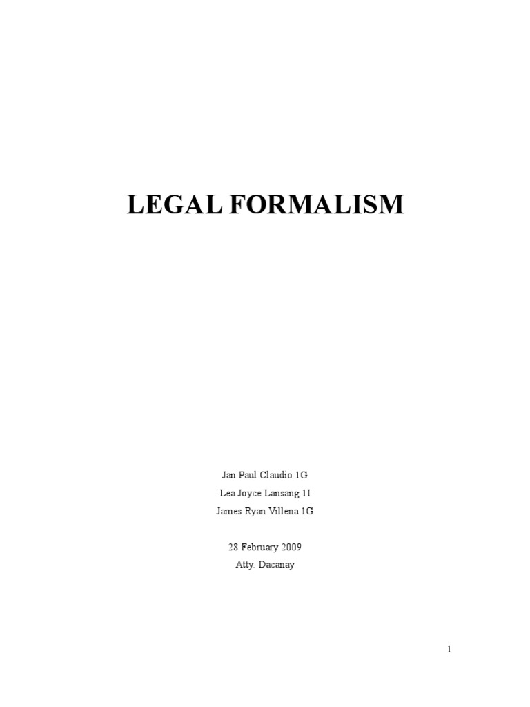 Formalism - Paper (Group 12) | PDF | Question Of Law | Plain Meaning Rule