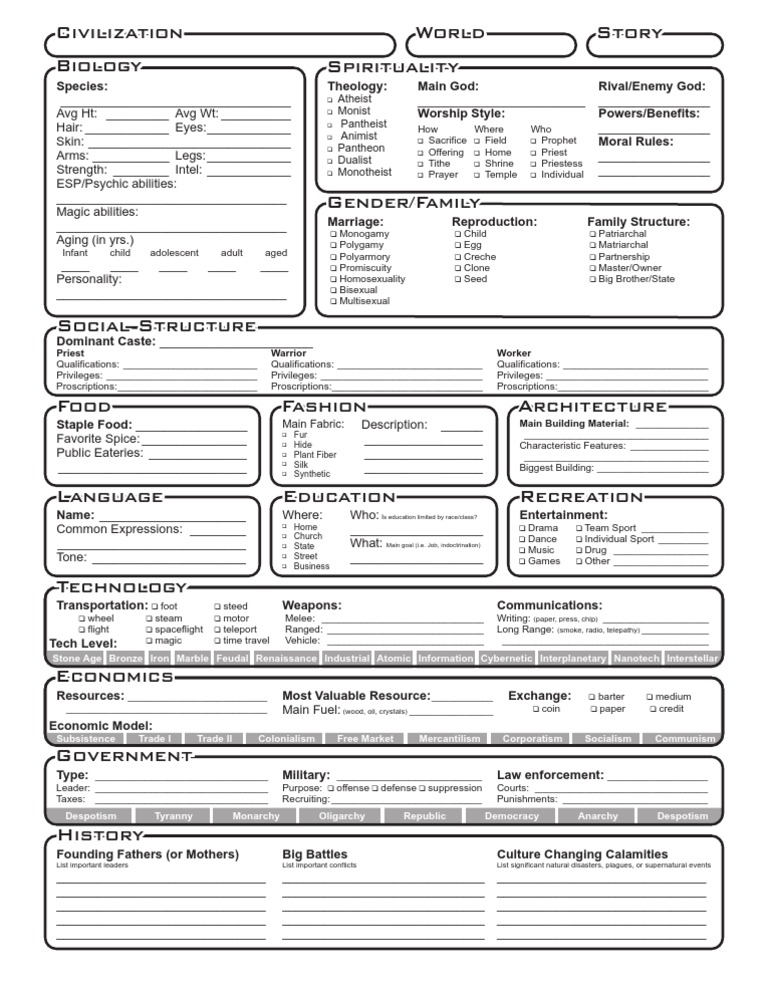 civilization-worksheet