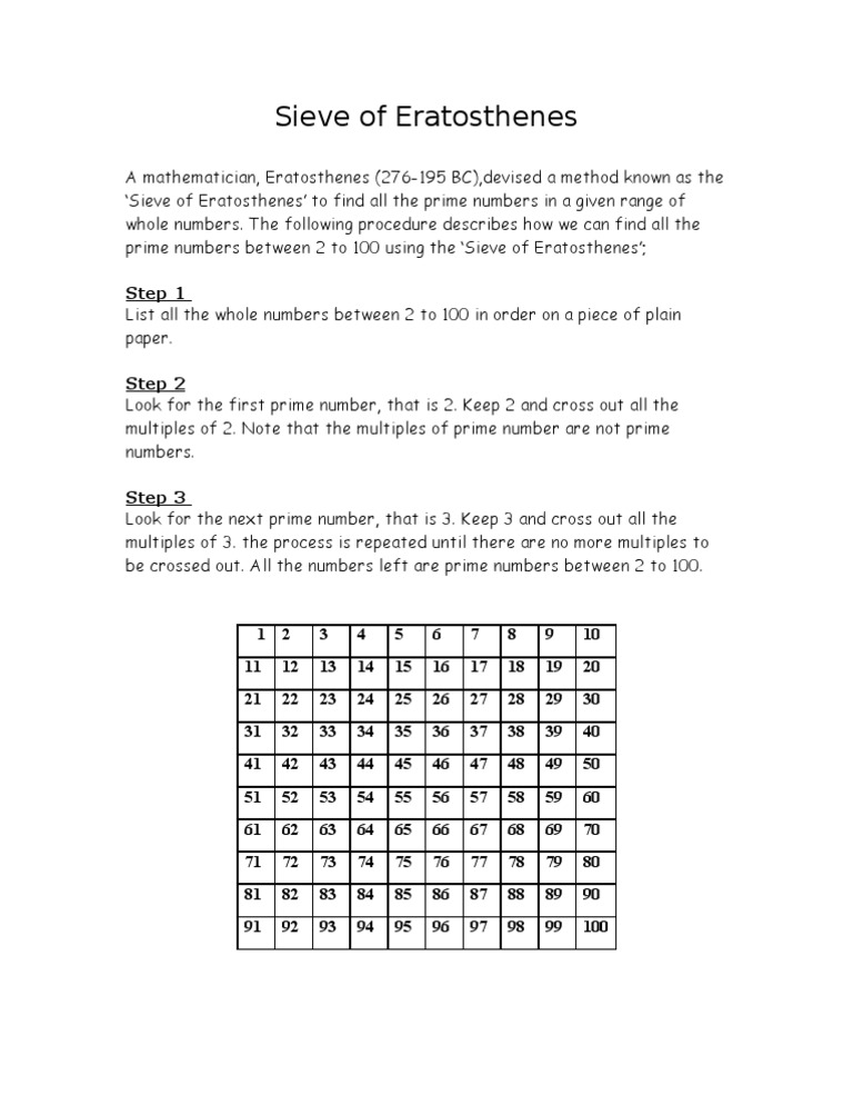 Sieve of Eratosthenes | PDF | Prime Number | Combinatorics