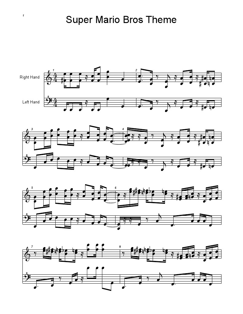 The Super Mario Bros Theme Song Sheet Music | PDF