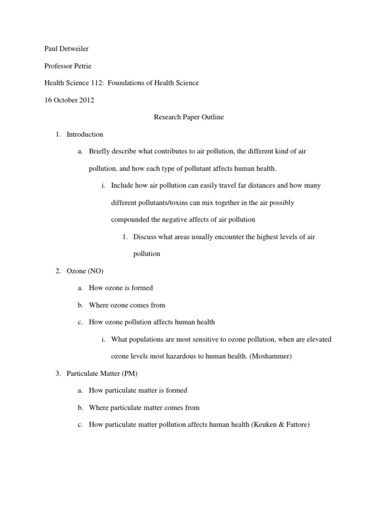 HS 112 Air Pollution Outline | PDF | Air Pollution | Particulates