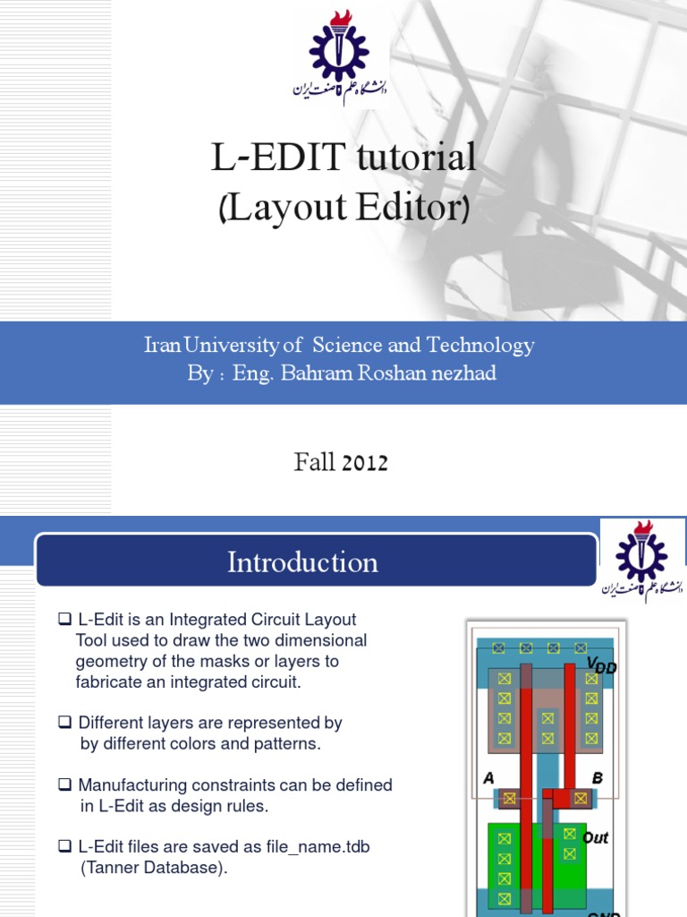 An Introduction to L-Edit Layout Design and Circuit Extraction for ...