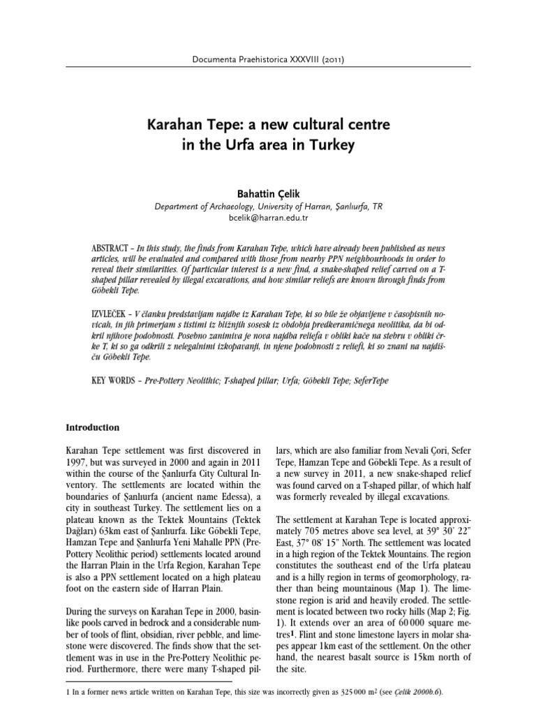 Karahan Tepe | PDF | Neolithic | Stone Age