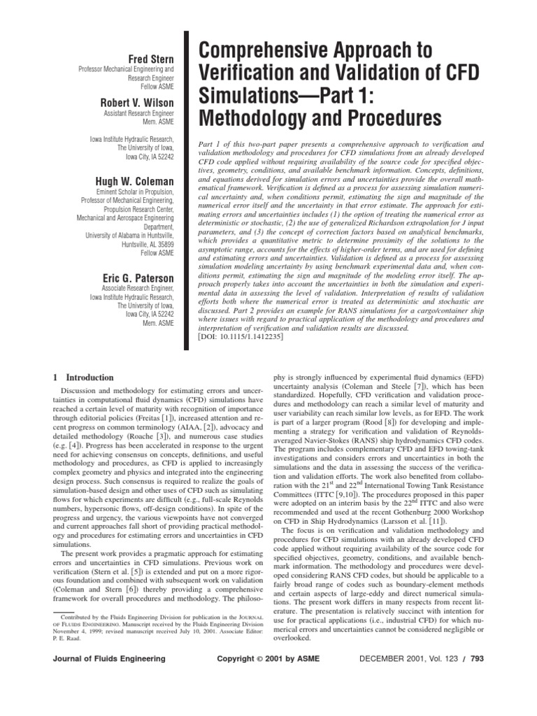 Verification And Validation Of Cfd Simulations Pdf Computational