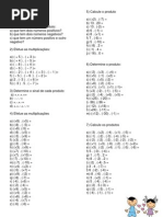 Lista 0,1 Complementar - Regra de Sinais | PDF