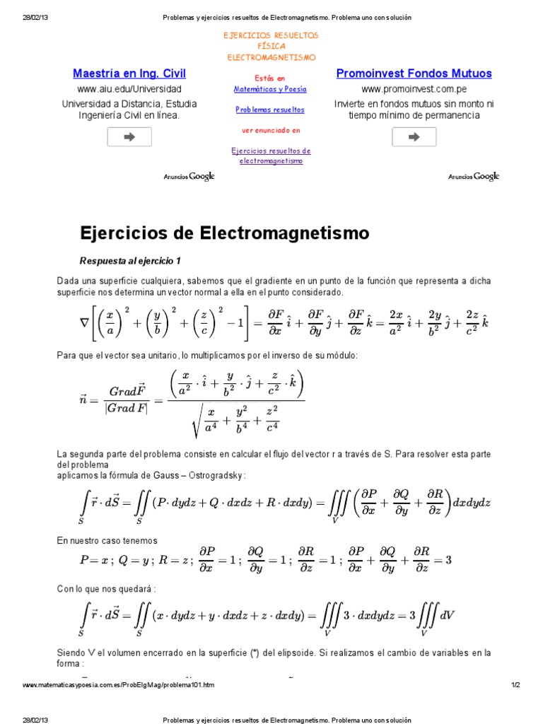 Problemas Resueltos de Electromagnetismo | PDF | Métodos y materiales ...