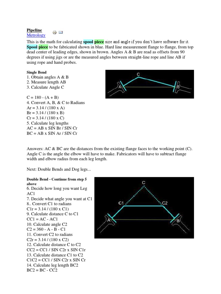 Pipeline Spool Calculation | PDF | Angle | Elbow