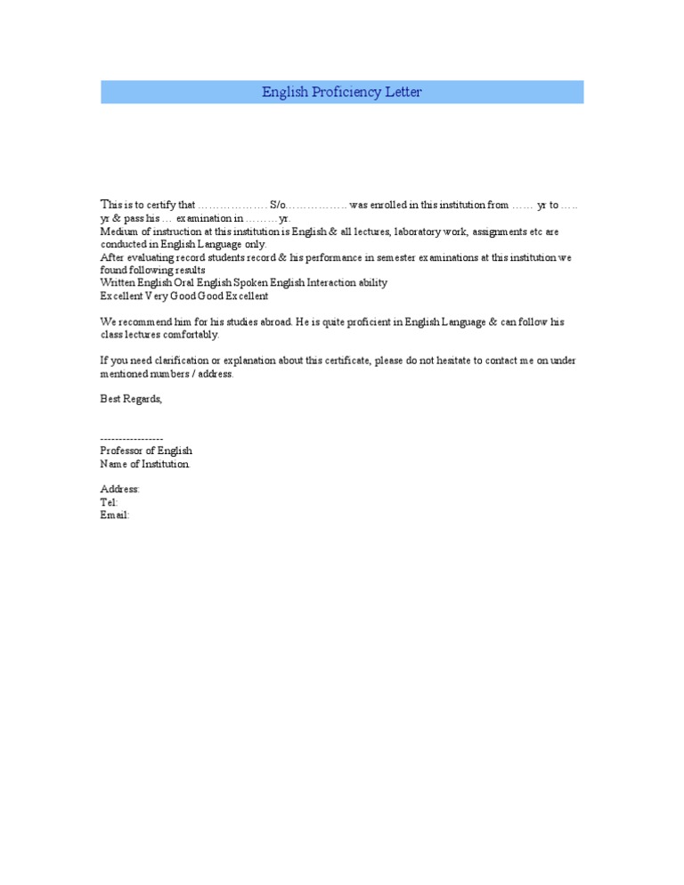 English Proficiency Letter | PDF | Pedagogy | Communication