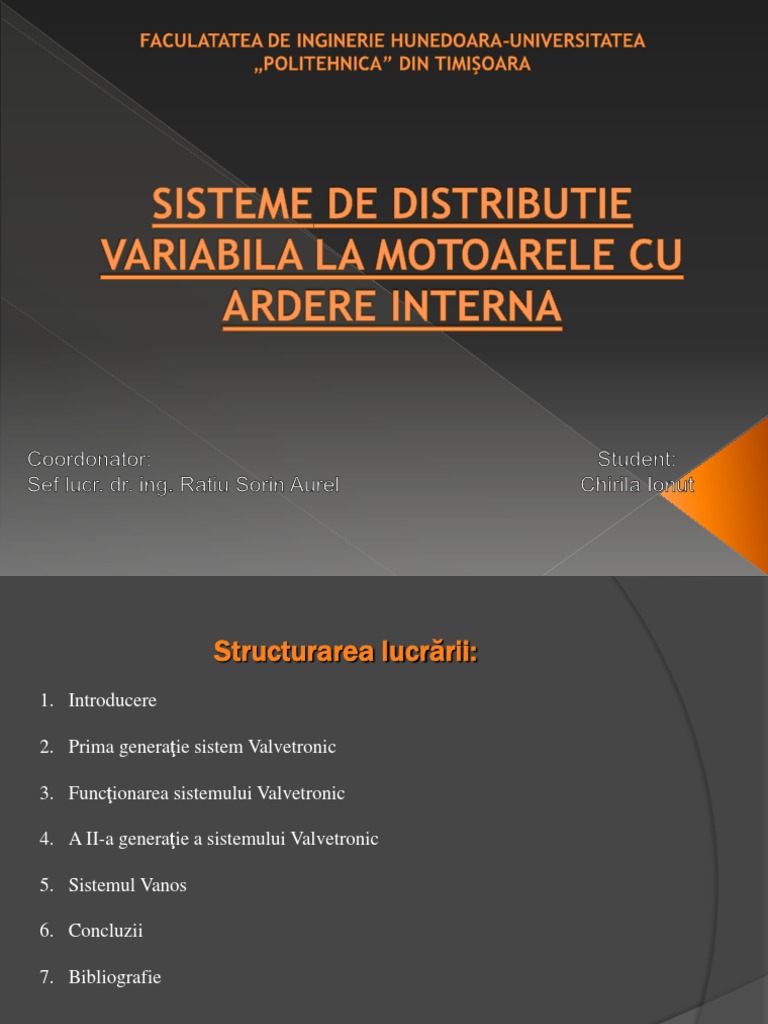 Sisteme de Distribuie Variabila A Motoarelor Cu Ardere Interna | PDF