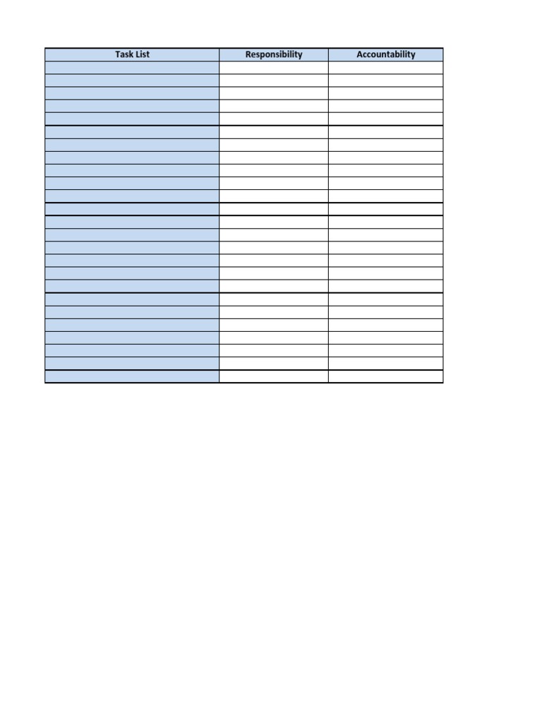 Task List Responsibility Accountability | PDF