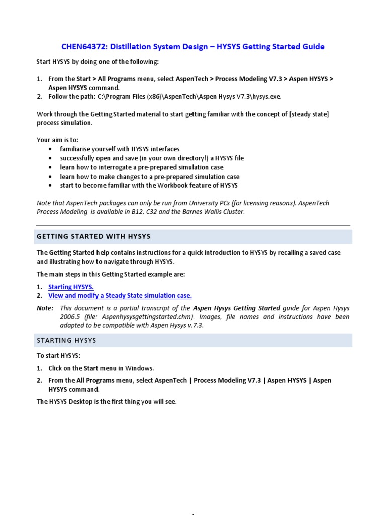 HYSYS Getting Started Guide | PDF | Chemical Reactor | Icon (Computing)