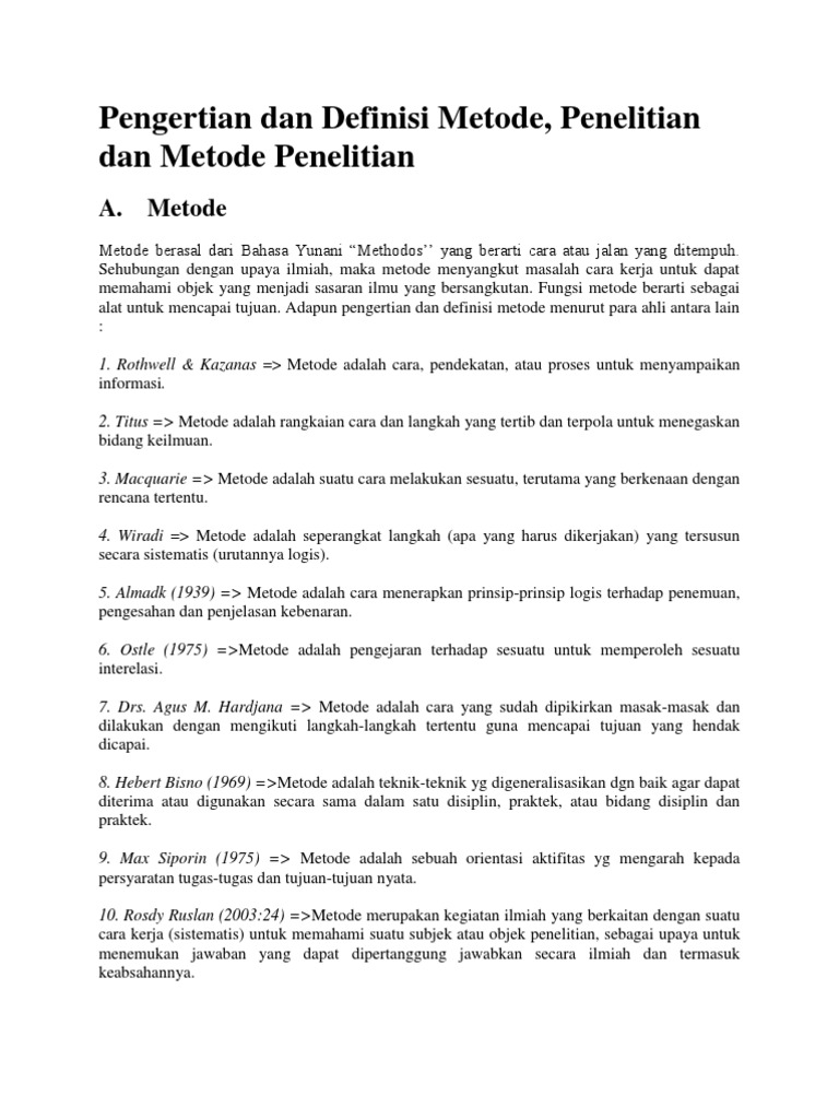 Pengertian Dan Definisi Metode | PDF | Sains & Matematika