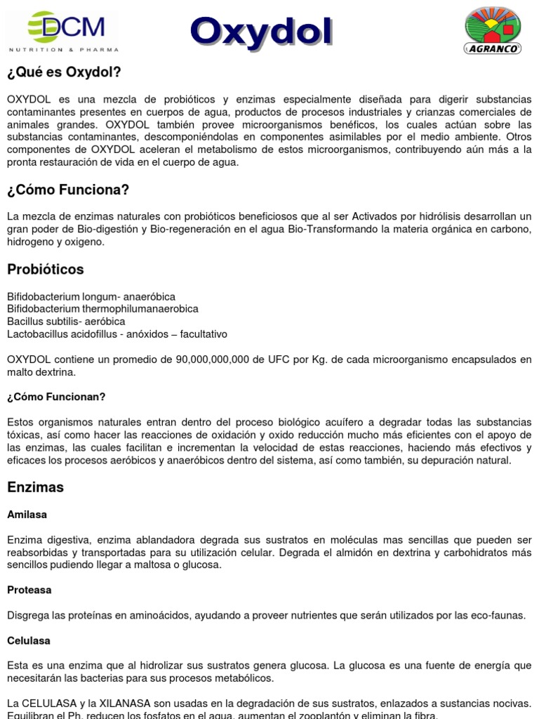 Ficha Tecnica Oxydol | PDF | Enzima | Digestión