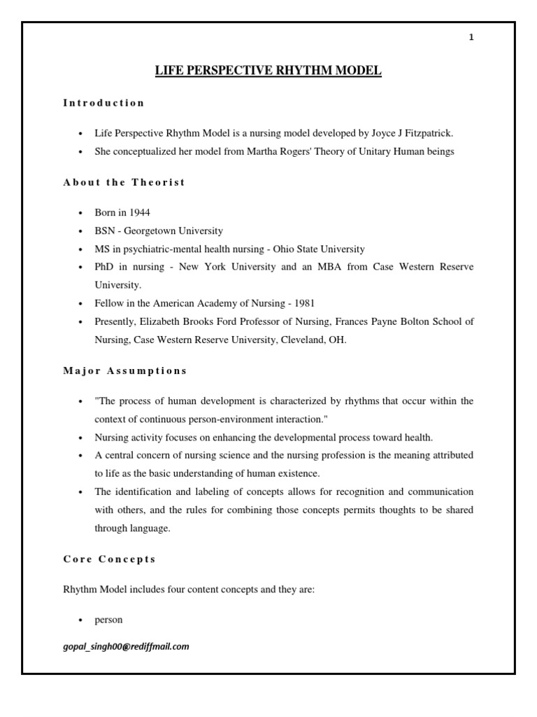 Life Perspective Rhythm Model | PDF | Nursing | Developmental Psychology