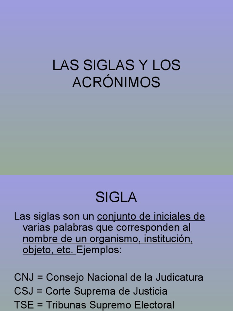 Las Siglas y Los AcrÓnimos | PDF | Acrónimo | Tipología Lingüística