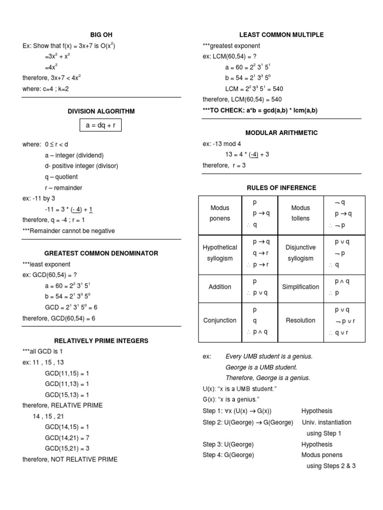 Big O Notation and Mathematical Concepts | PDF