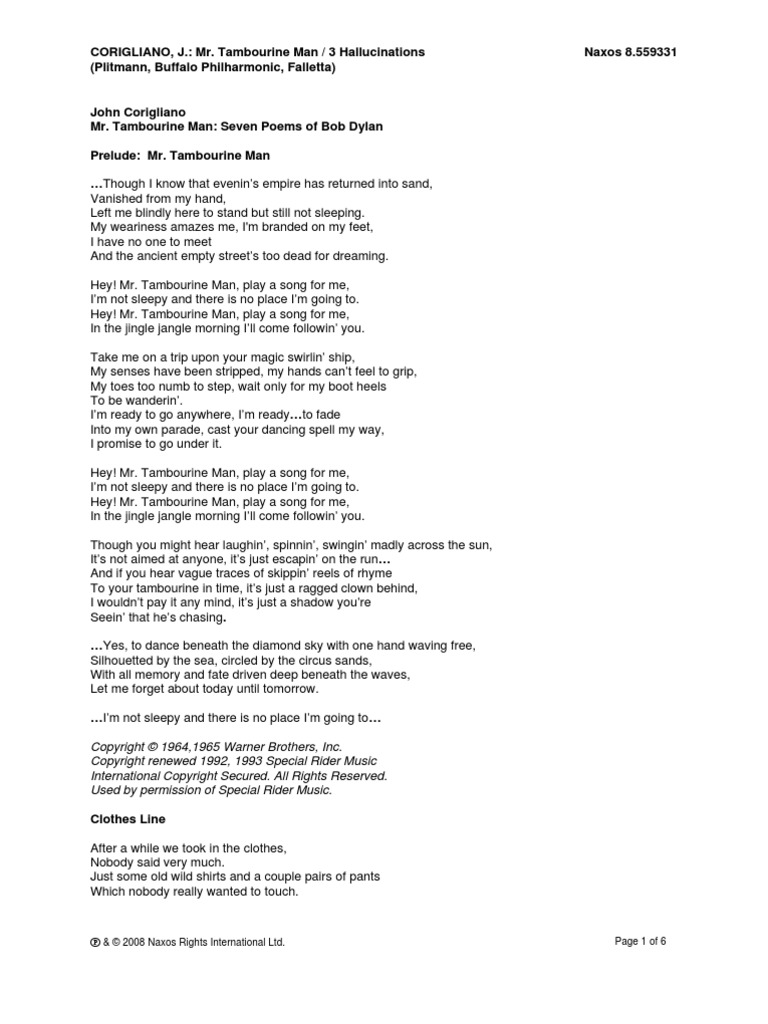 Used by Permission of Special Rider Music.: & © 2008 Naxos Rights ...