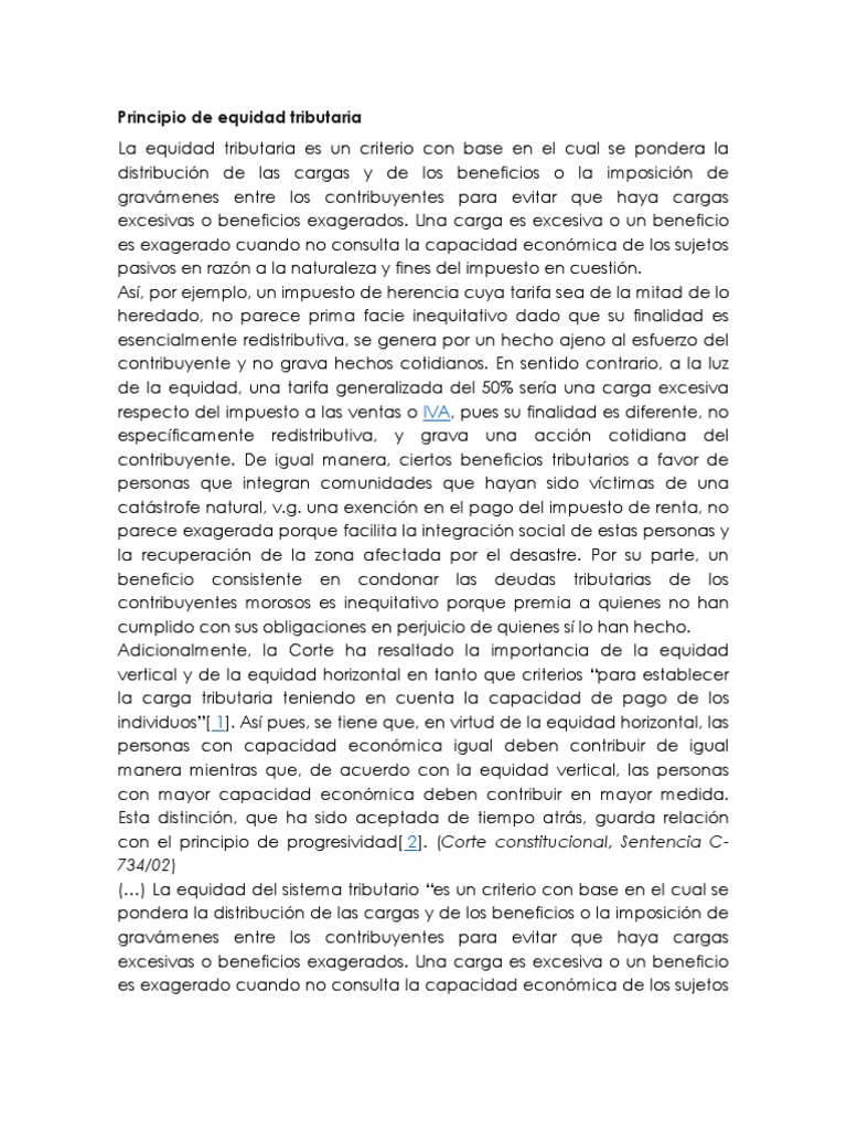Equidad Tributaria y su Aplicación | PDF | Impuesto sobre la renta ...