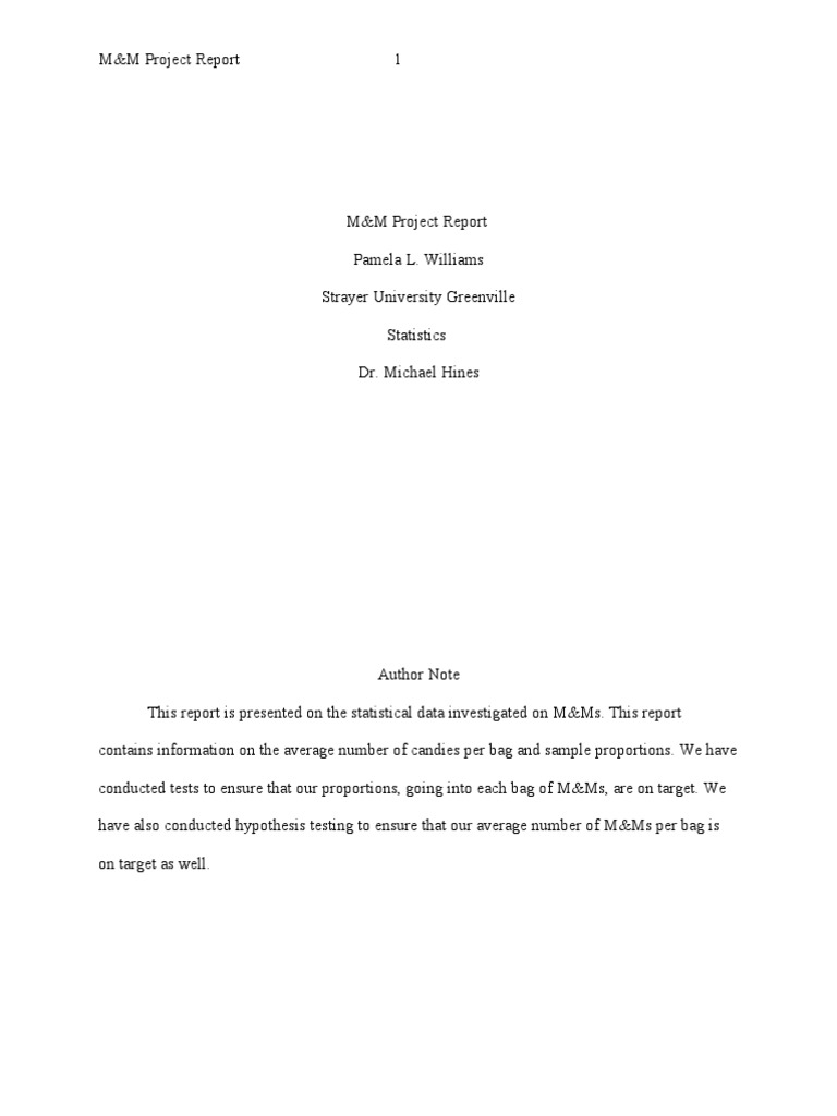 M&M Report | PDF | Statistical Hypothesis Testing | Confidence Interval