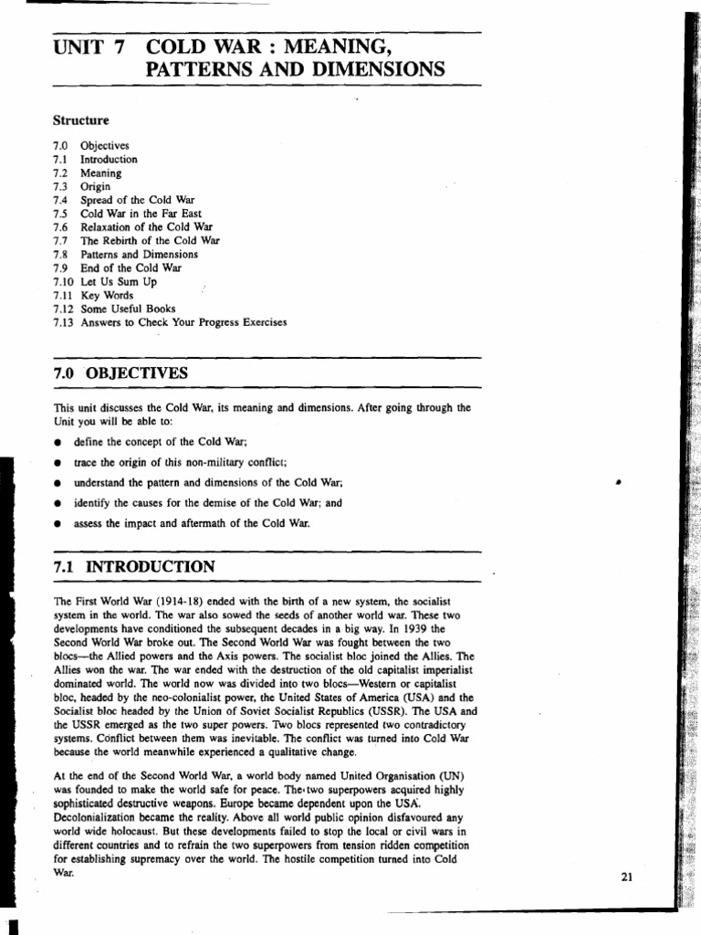 Cold War - Meaning, Patterns and Consequenses PDF | PDF | Cold War | Nato