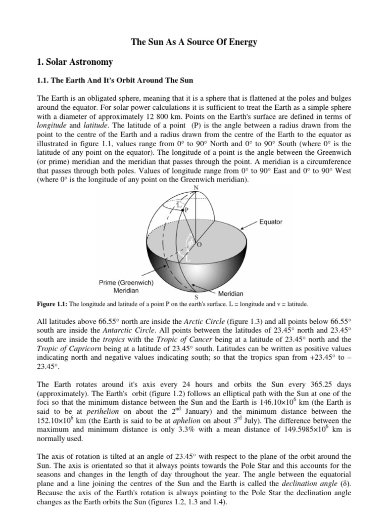 The Sun As A Source of Energy 1. Solar Astronomy: 1.1. The Earth and It ...