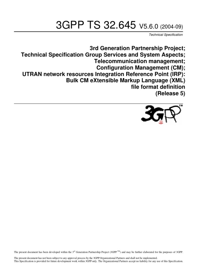 3GPP TS 32.645: Technical Specification
