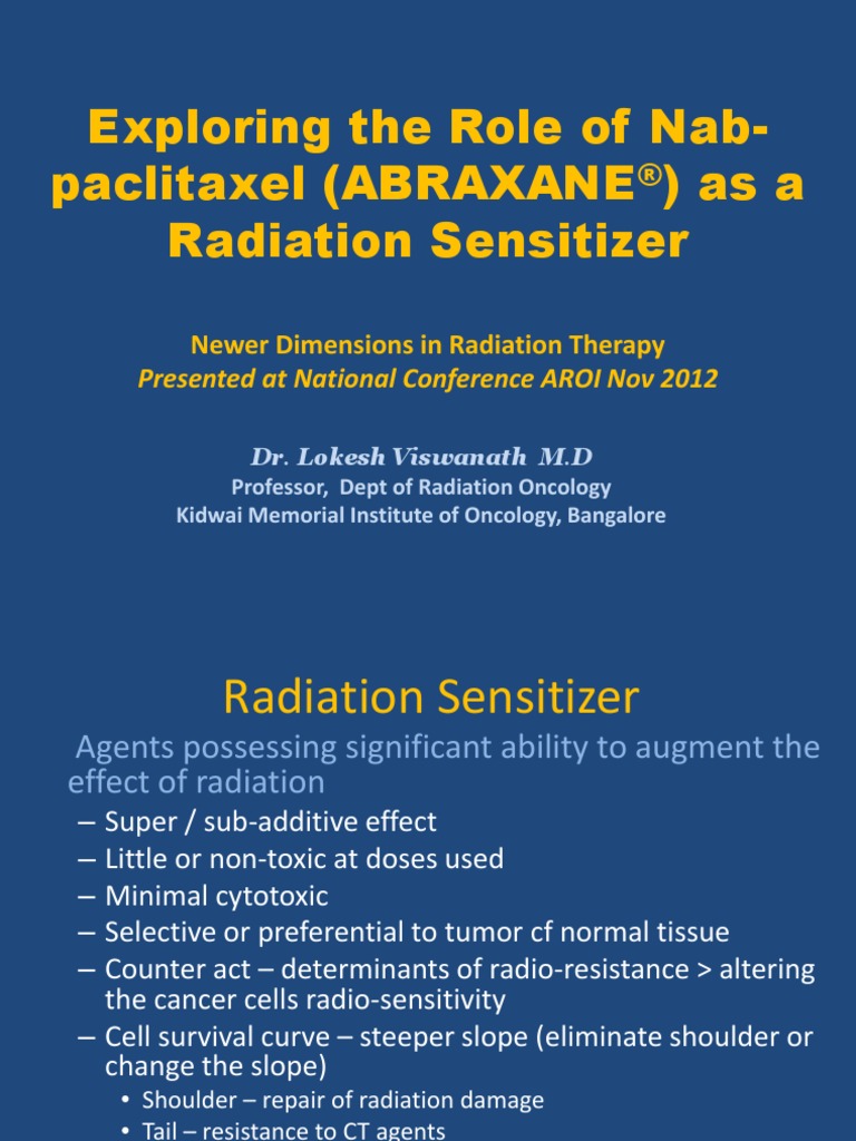 Abraxane (Nab Paclitaxel) as Radiation Sensitizer | Head And Neck Cancer | Radiation Therapy