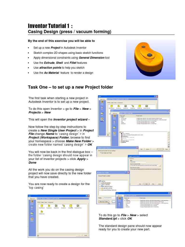 Inventor Tutorial 1:: Casing Design (Press / Vacuum Forming) | PDF | Extrusion | Computing
