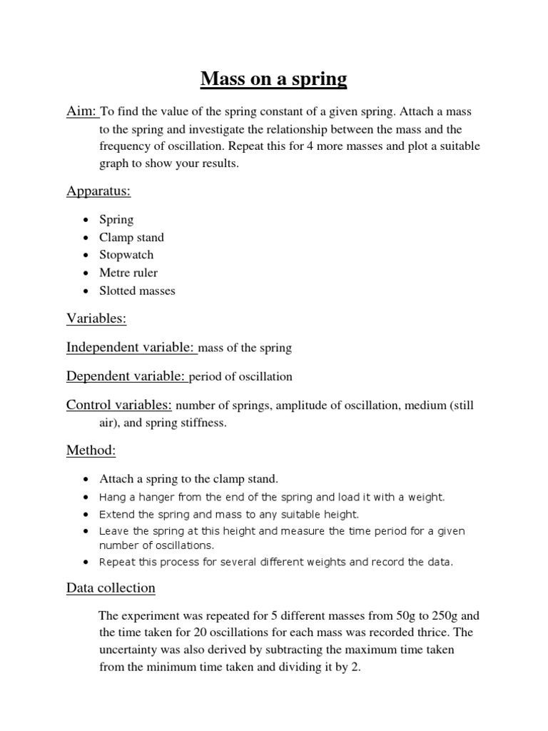 Calculate Spring Constant via Oscillation | PDF