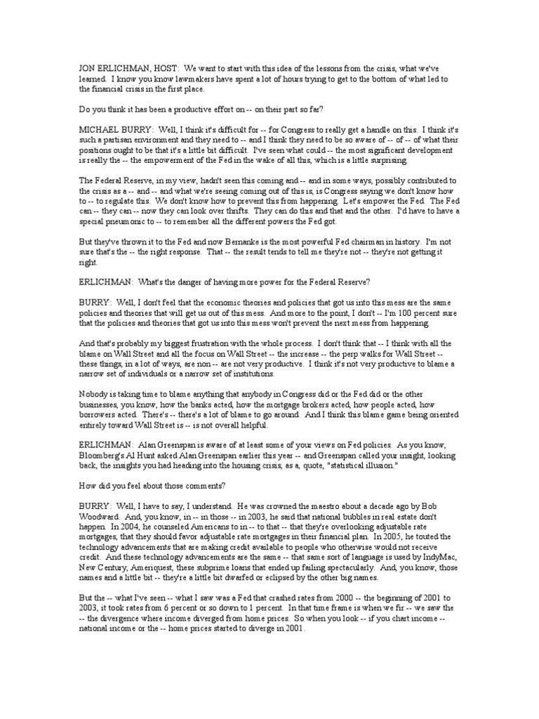 Michael Burry: Insights and Interviews | PDF