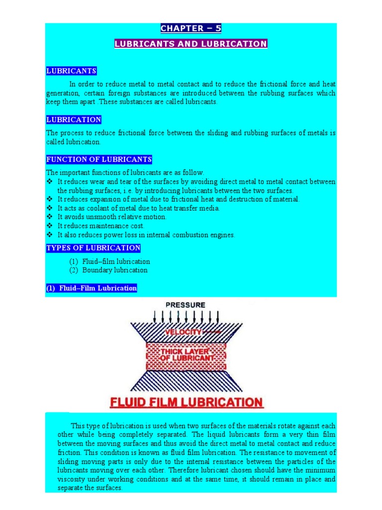 Lubricants: Chapter - 5 Lubricants and Lubrication | PDF | Lubricant | Lubrication