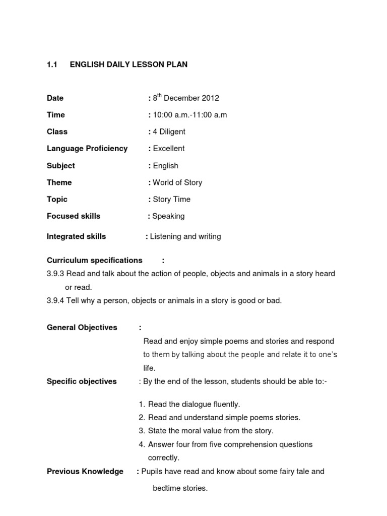 English Lesson Plan Year 4 | PDF | Lesson Plan | Teachers