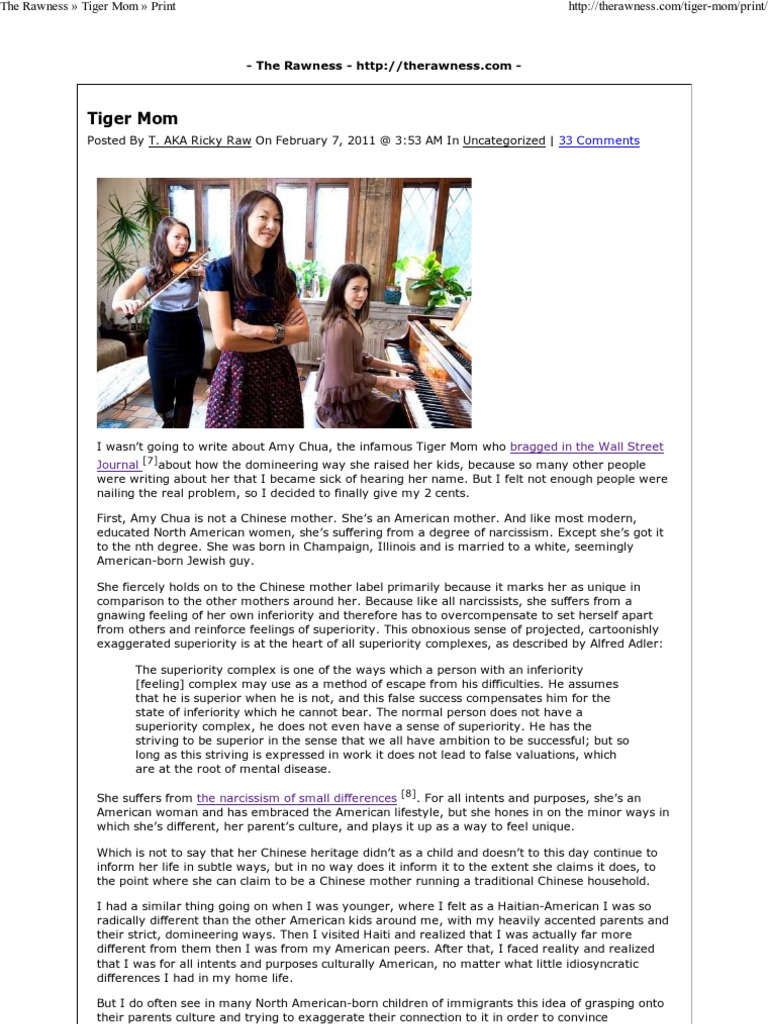 The Rawness Tiger Mom PDF | PDF | Narcissism | Behavioural Sciences