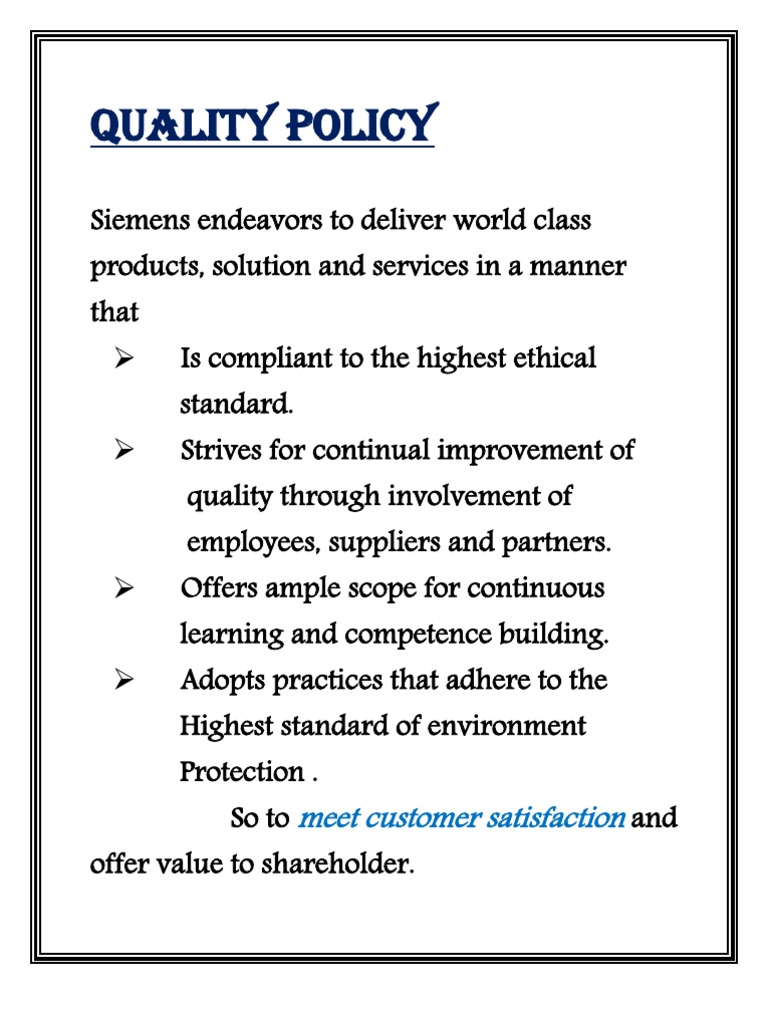 Quality Policy | PDF