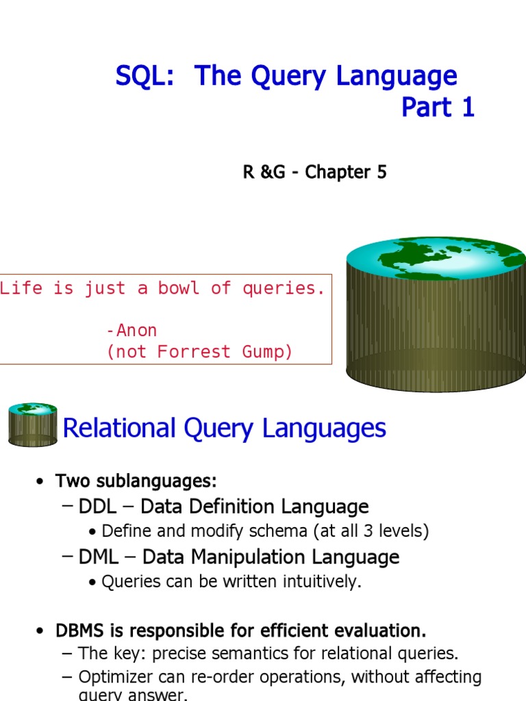 SQL: The Query Language: R &G - Chapter 5 | PDF | Sql | Relational Model