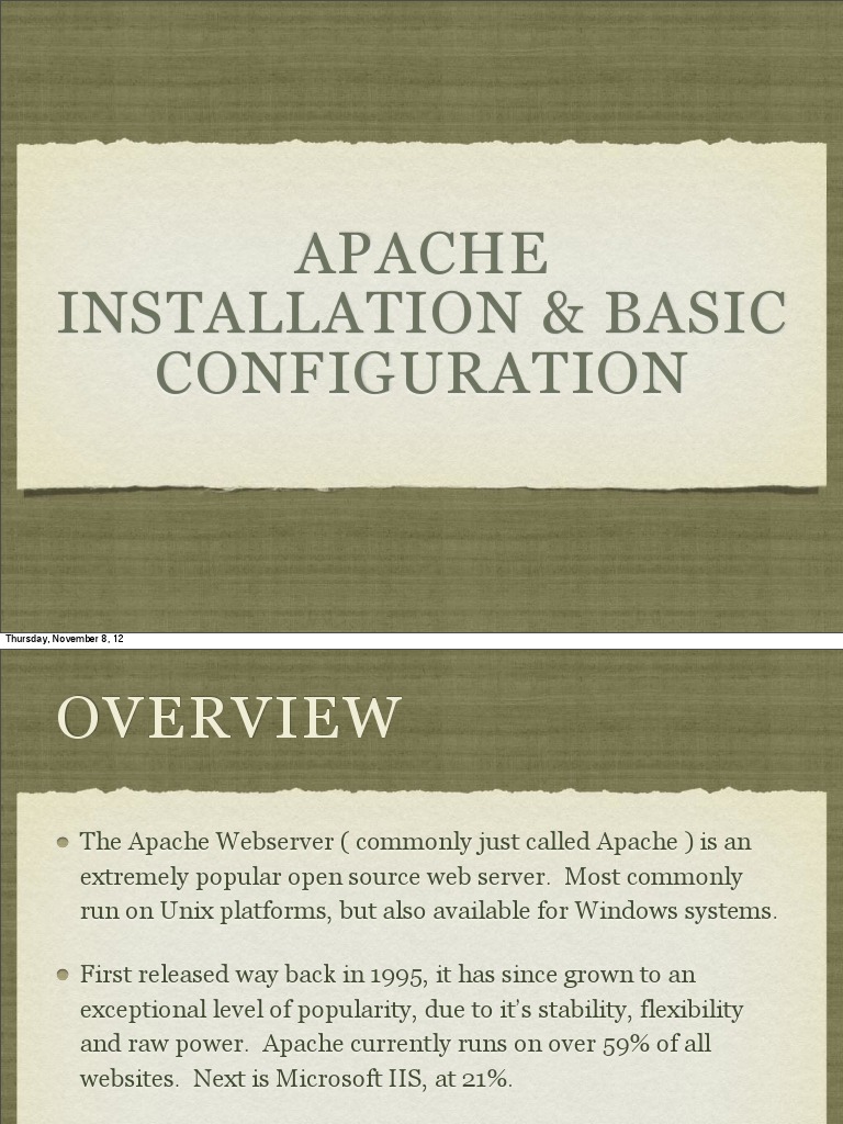Apache Installation & Basic Configuration: Thursday, November 8, 12 | Download Free PDF | Apache ...