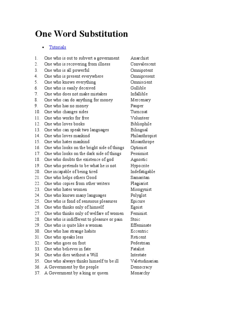 One Word Substitution | Polygamy | Religion And Belief