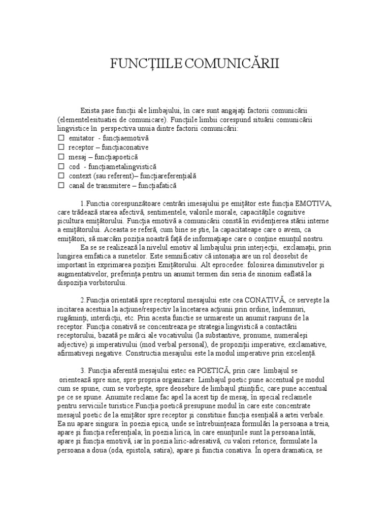 Functiile Comunicarii | PDF