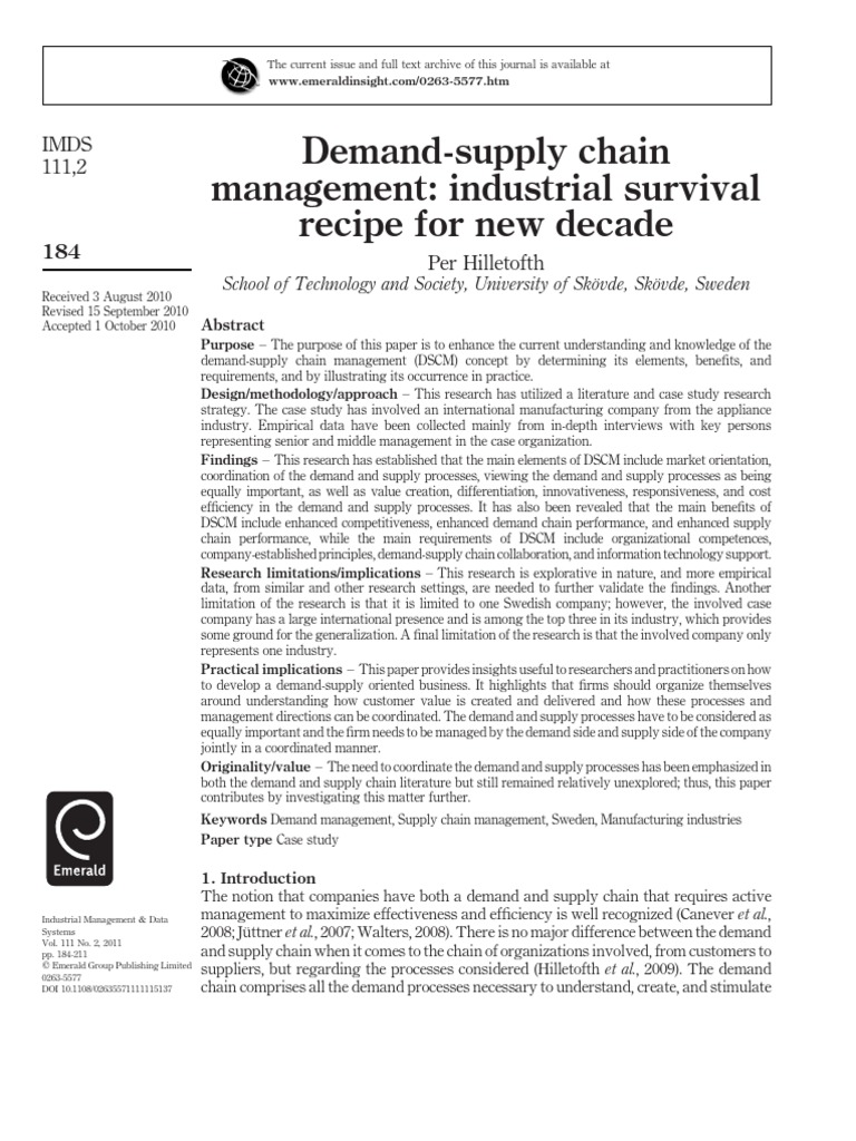 Demand Supply Chain | Download Free PDF | Supply Chain Management ...