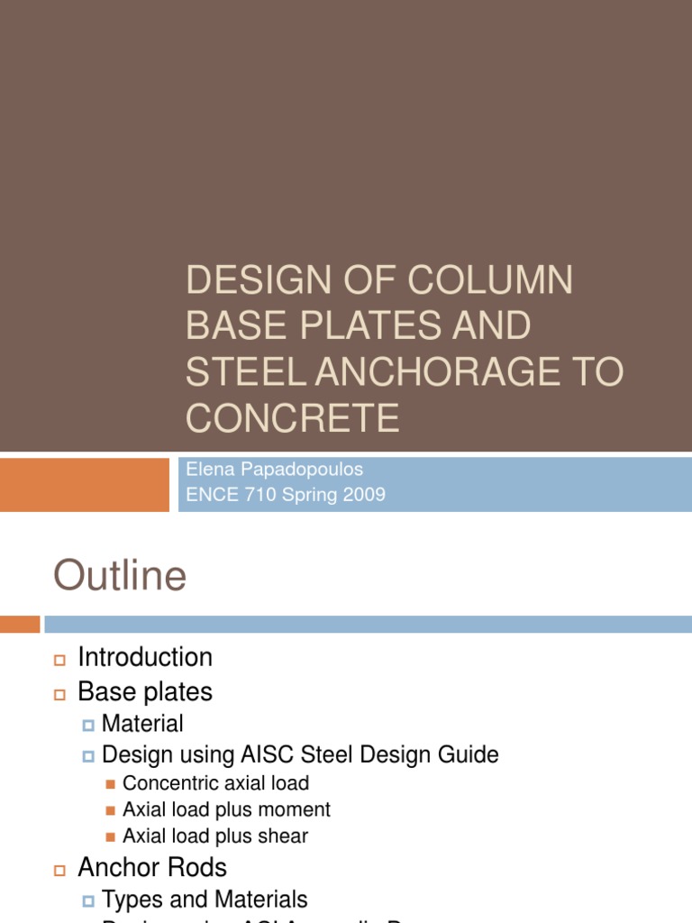 Design of Column Base Plates and Steel Anchorage To Concrete | PDF