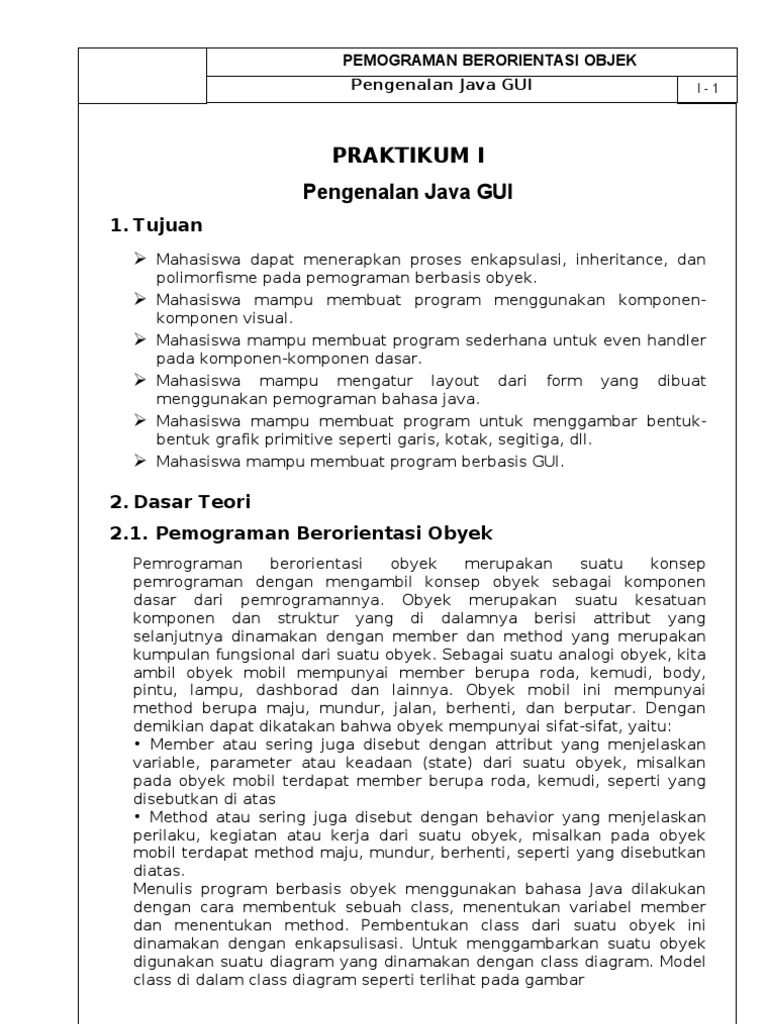 Memahami Dasar Pemrograman Berorientasi Obyek dengan Java GUI | PDF