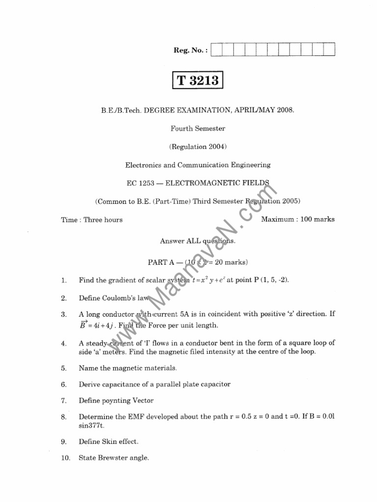 Emf Question Paper | PDF