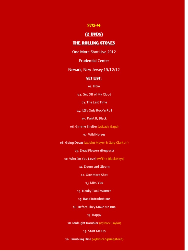 (2 DVDS) The Rolling Stones: One More Shot Live 2012 Prudential Center ...