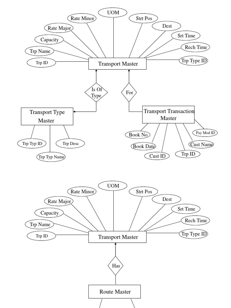 Entity Relationship Diagram for a Transport Management System | PDF