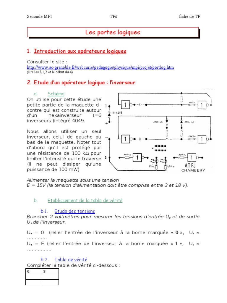 18 Portes Logiques | PDF | Fonction logique | Tension électrique