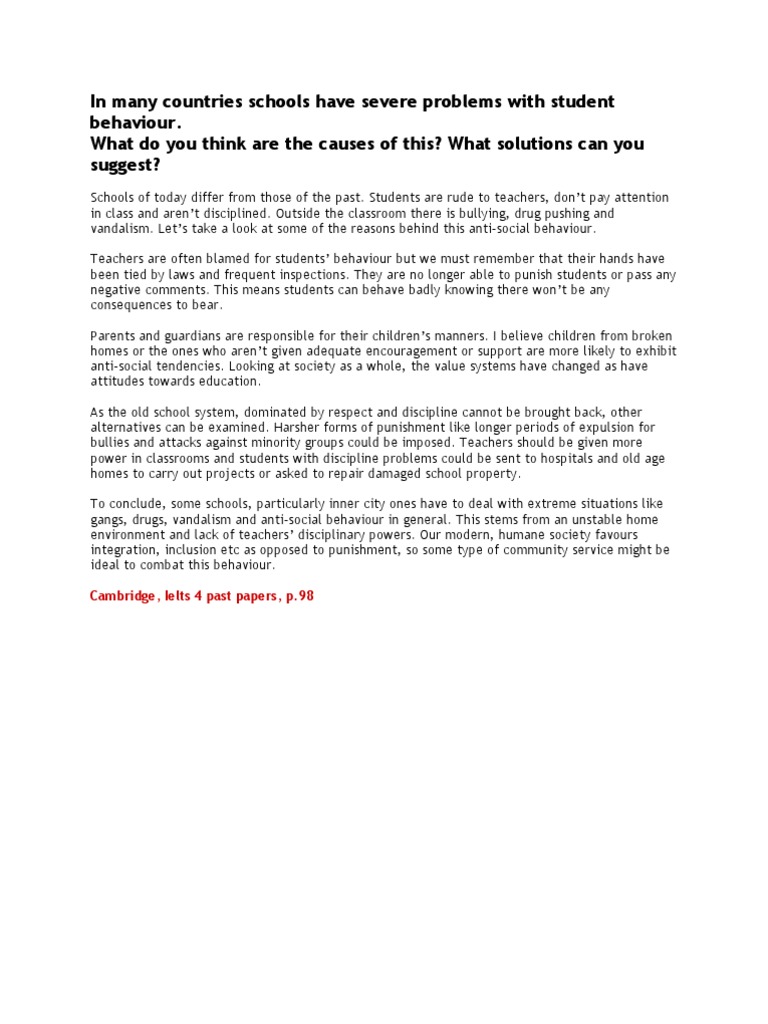 In Many Countries Schools Have Severe Problems With Student Behaviour ...