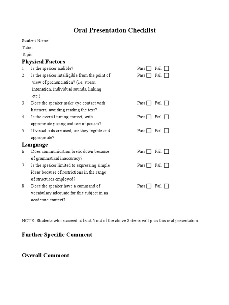 Oral Presentation Checklist | PDF