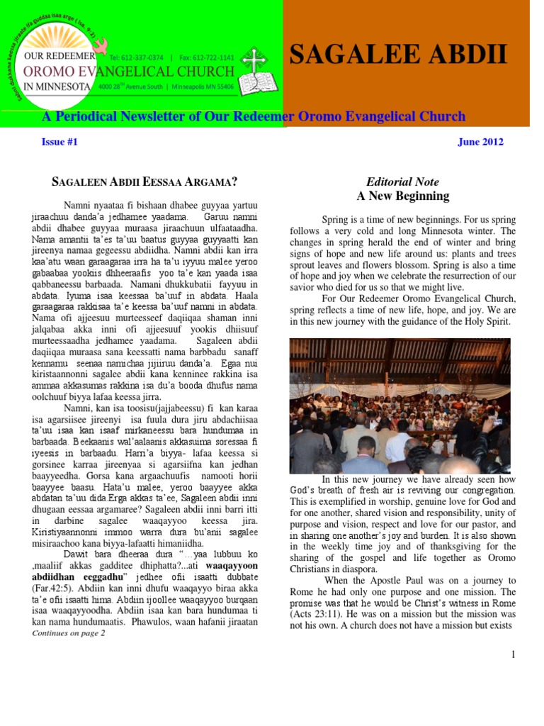 Sagalee Abdii | PDF | Lutheranism | Religious Behaviour And Experience