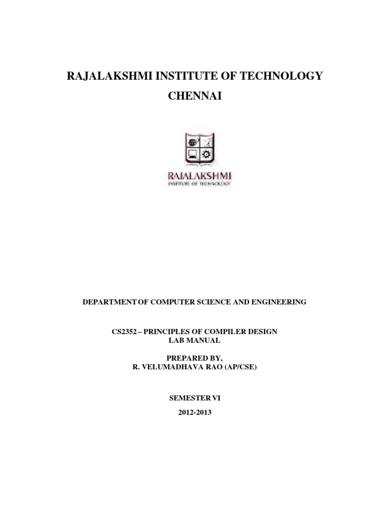 Rajalakshmi Institute of Technology Chennai: Department of Computer Science and Engineering ...
