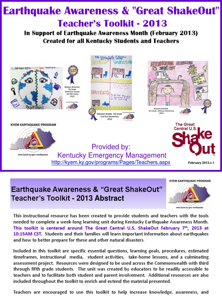 Earthquake Awareness and ShakeOut Teachers Toolkit (PowerPoint) | PDF ...